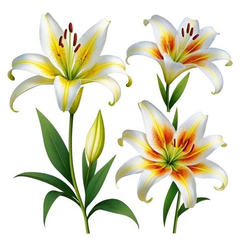 Вектор лилии на белом фоне изолирован высокого качества Премиум Ai сгенерированный вектор