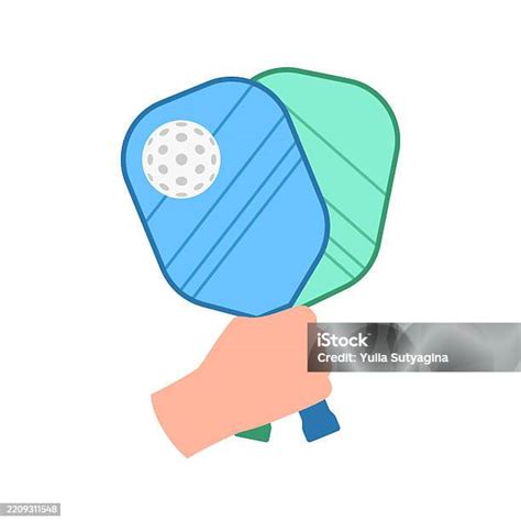 테니스 라켓을 손에 들고 피클볼 패들용 공을 들고 있습니다 스포츠 게임용 장비 벡터 일러스트 레이 션 Championship에 대한 스톡 벡터 아트 및 기타 이미지 Istock