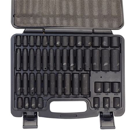 Atd 48 Pc 1 4 Dr 6 Pt Sae And Metric Standard And Deep Impact Socket Set