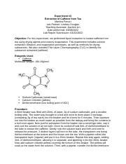 Extraction Of Caffeine Lab ORGO Docx Experiment Extraction Of Caffeine From Tea Martina