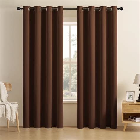 Cucraf Brown Blackout Curtains 90 Inch Length 2 Panels Set