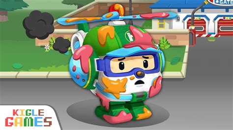 고장난 구조헬기 헬리를 수리해줘 로보카 폴리 정비놀이 04 로보카폴리 게임 구조헬기 헬리콥터 키글 게임 Kigle Games Youtube