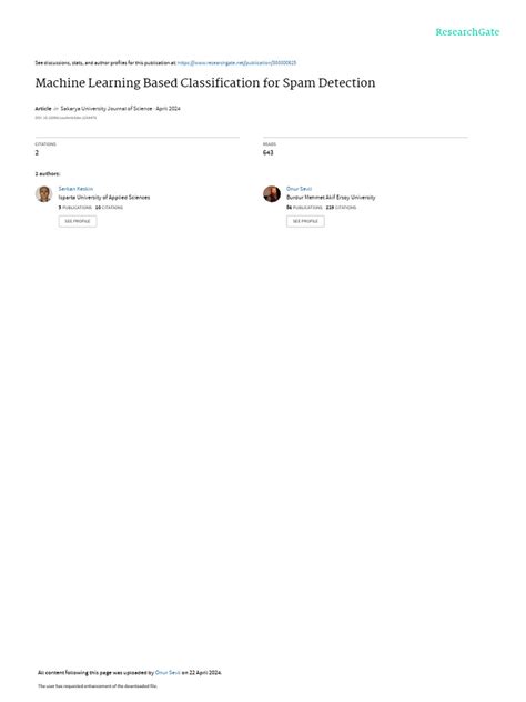 Machine Learning Based Classification For Spam Detection Pdf Email Spam Machine Learning