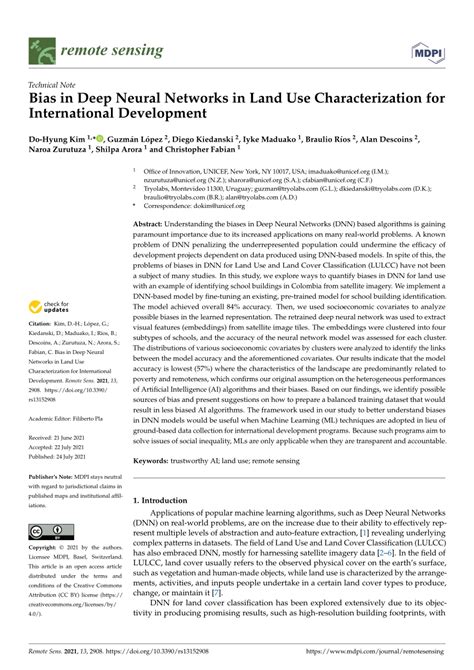 Pdf Bias In Deep Neural Networks In Land Use Characterization For International Development