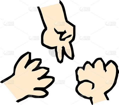 儿童画的石头剪刀布涂鸦插画 儿童画的石头剪刀布涂鸦插画