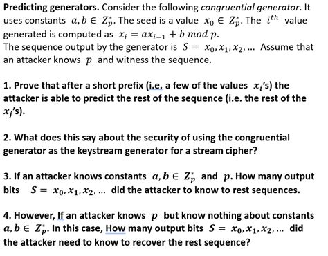 Solved Predicting Generators Consider The Following Chegg Com