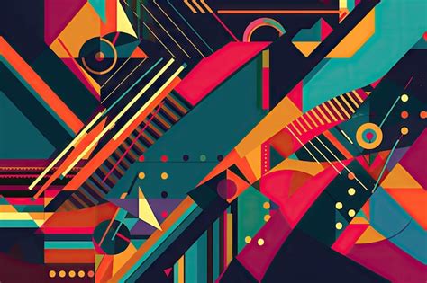 Premium Ai Image Abstract Geometric Design Featuring Linear Shapes And Vibrant Colors Created
