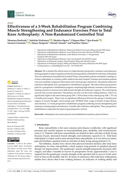Pdf Effectiveness Of A 3 Week Rehabilitation Program Combining Muscle Strengthening And