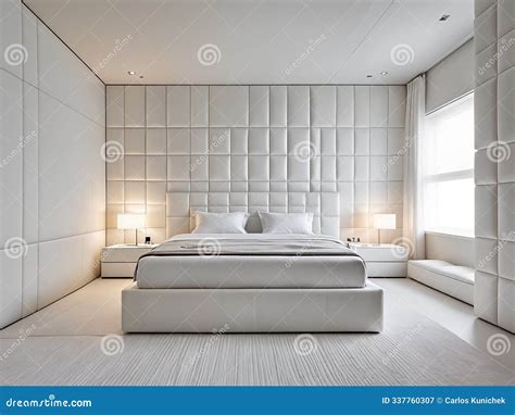 A Minimalist Entirely White Padded Room With Soft Quilted Walls And A
