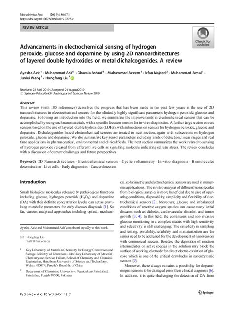 Pdf Advancements In Electrochemical Sensing Of Hydrogen Peroxide