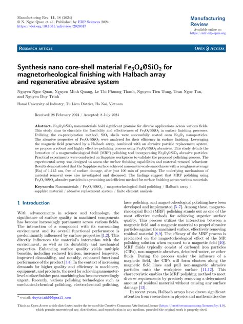 Pdf Synthesis Nano Core Shell Material Fe3o4 Sio2 For Magnetorheological Finishing With