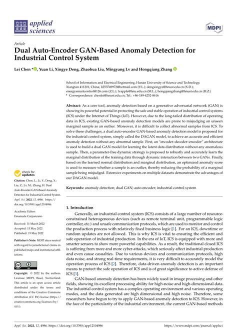 Pdf Dual Auto Encoder Gan Based Anomaly Detection For Industrial Control System