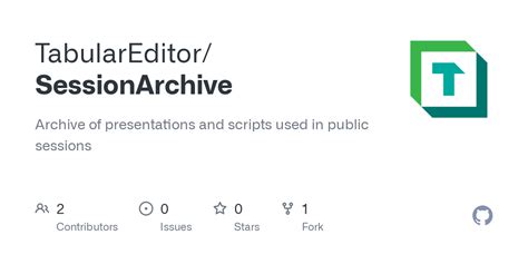 Github Tabulareditor Sessionarchive Archive Of Presentations And Scripts Used In Public Sessions