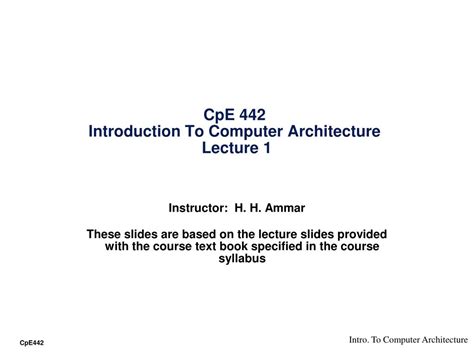 Ppt Cpe Introduction To Computer Architecture Lecture Powerpoint Presentation Id