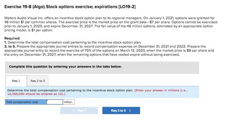 Solved Exercise 19 8 Algo Stock Options Exercise Chegg Com