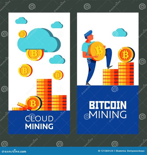Bitcoin Mining Vector Conceptual Illustration Cryptocurrency Stock Vector Illustration Of
