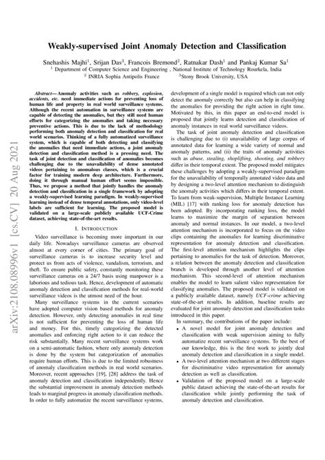 Weakly Supervised Joint Anomaly Detection And Classification DeepAI