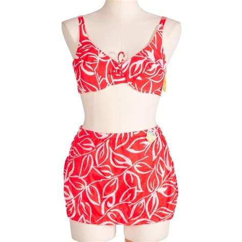 1970s Bikini Swim Set Bust 34 Waist 28 32 Leaf Gem