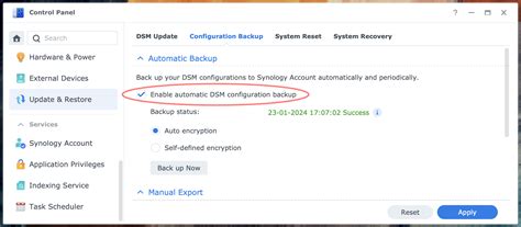using configuration backup with synology nas storage alchemist