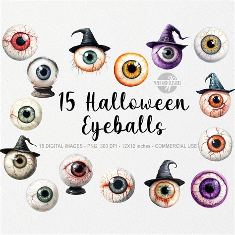 15 Halloween Eyeballs Clipart Eye Png Spooky Decor Eyeball Stickers