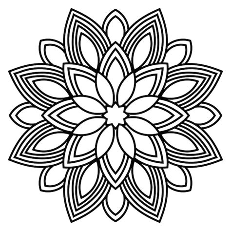 Premium Vector Black Outline Flower Mandala Doodle Round Decorative