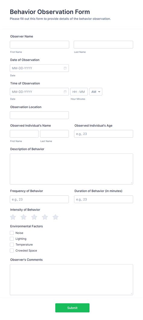 Behavior Observation Form Template Jotform