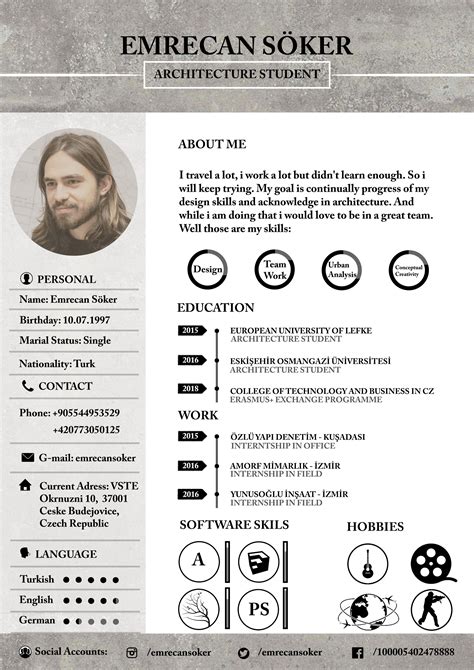 Architectural Student Cv Example Yaratıcı Cv Özgeçmiş Tasarımı