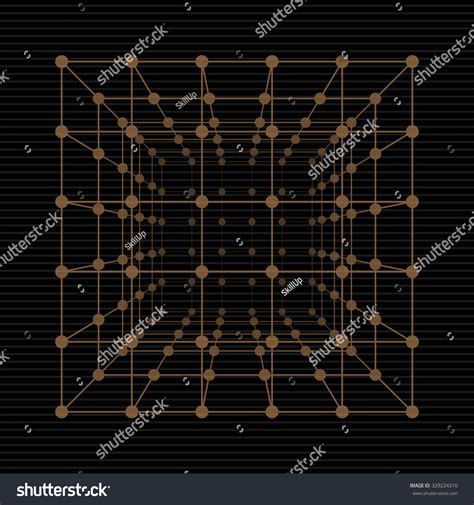 Wireframe Mesh Cube Connected Dots Lines Stock Vector Royalty Free