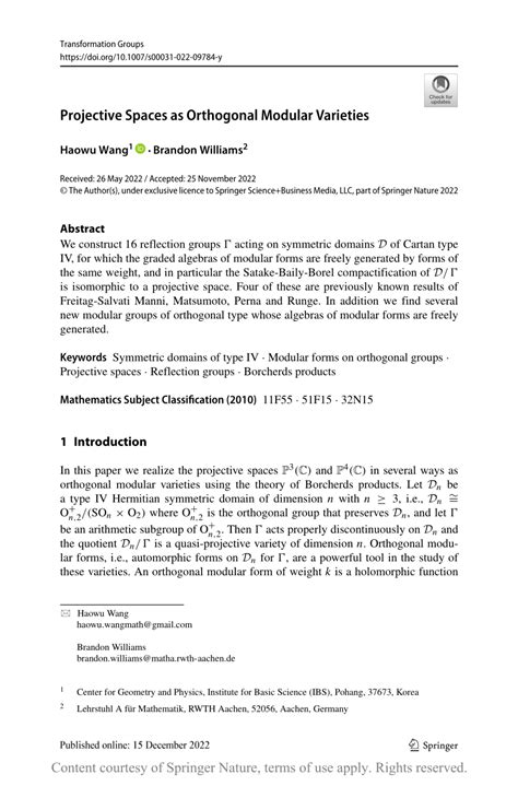 Projective Spaces As Orthogonal Modular Varieties Request Pdf