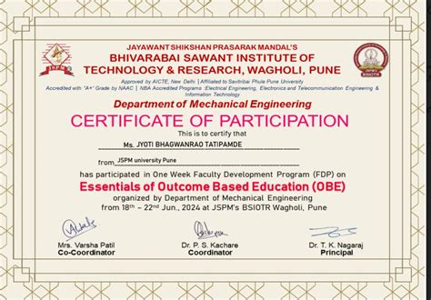 Jyoti Tatipamde On Linkedin Fdp On Essentials Of Outcome Based Education Obe