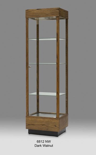 Tall Wooden Vintage Glass Display Case Tower Display