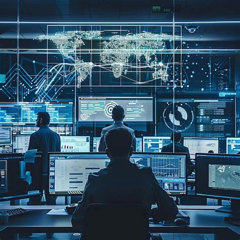 Cybersecurity Experts Network Monitoring Premium Ai Generated Image