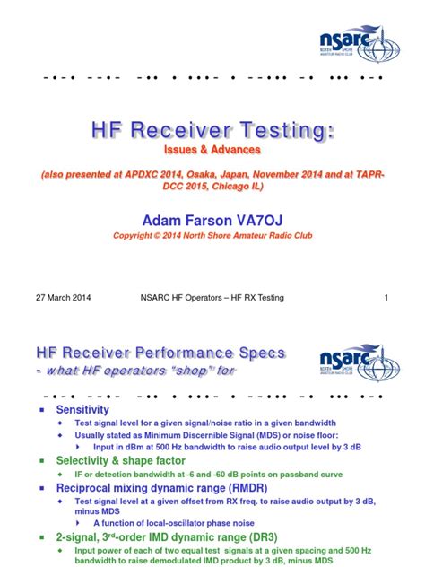 Rcvrtest Pdf Bandwidth Signal Processing High Frequency