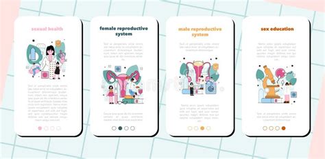 Sexual Education Mobile Application Banner Set Sexual Health Lesson Stock Vector Illustration