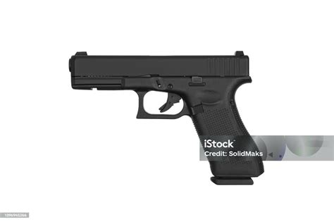 공기 총 공기 소프트 스포츠 및 엔터테인먼트를위한 현대 공압 무기 더미 진짜 권총의 사본 흰색 배경에서 격리합니다 검은색에 대한