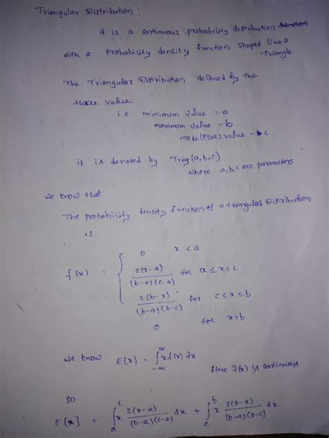 Determine The Variance V X Of The Triangular Distribution Wizedu
