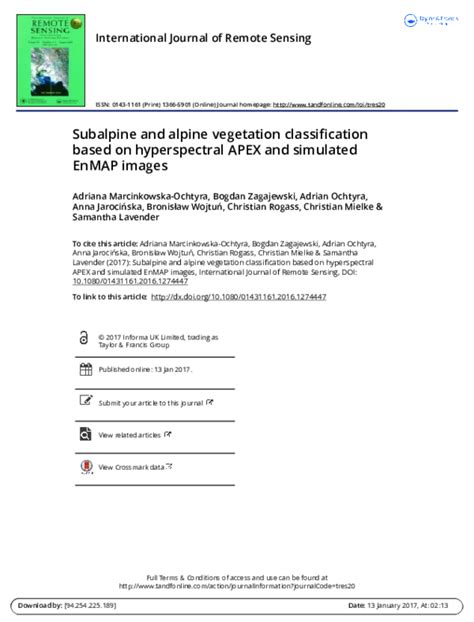 Pdf Subalpine And Alpine Vegetation Classification Based On