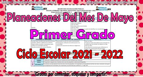 Planeaciones Del Primer Grado De Primaria Del Mes De Mayo Del Ciclo