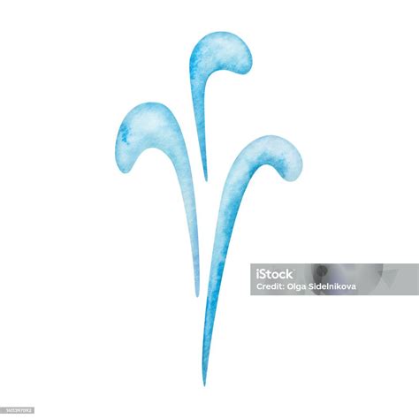 손으로 그린 바다 바다 파도 푸른 물방울 고립 된 분수의 수채화 그림 스프레이 아쿠아 요소 직물 직물 엽서 디자인 배너 포스터를