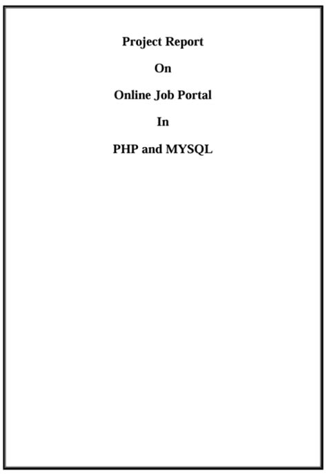 Online Job Portal In Php Mysql Project Report Projectworlds Store