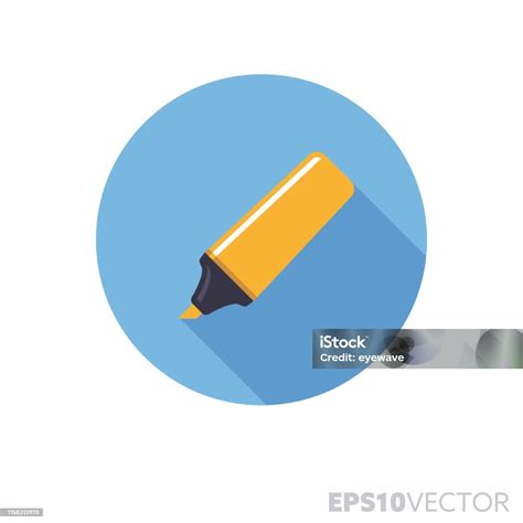 옐로우 하이라이터 플랫 디자인 롱 섀도우 컬러 벡터 아이콘 0명에 대한 스톡 벡터 아트 및 기타 이미지 0명 긴 그림자 디자인 긴급 개념 Istock