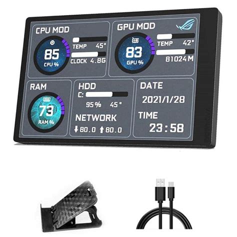 Inch IPS TYPE C Mini ITX PC Case Monitor DIY Computer Secondary Screen CPU GPU RAM HDD