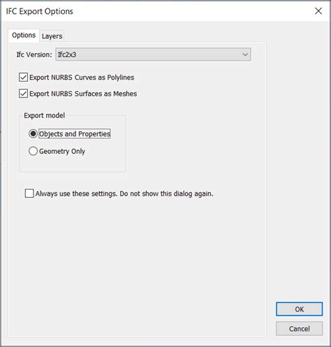 Ifc Export Options Dialog Visualarq Help