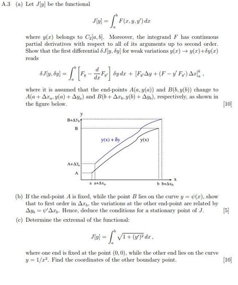 Solved A 3 A Let J[y] Be The Functional J[y] [” F X Y