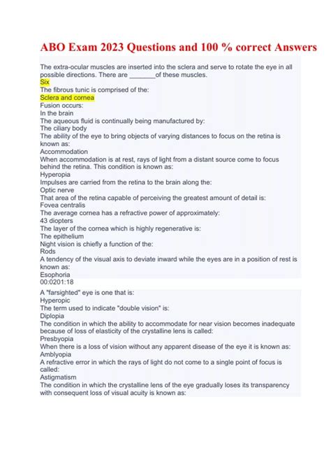 Abo Exam With 100 Correct Answers 2023 Abo Exam Pre Test With 100 Correct Answers 2023 Abo