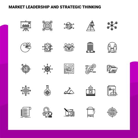 Set Of Market Leadership And Strategic Thinking Line Icon Set 25 Icons Vector Minimalism Style
