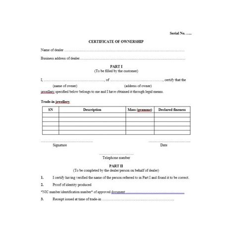Certificate Of Title Templates 11 Word Excel And Pdf Pertaining To Certificate Of Ownership