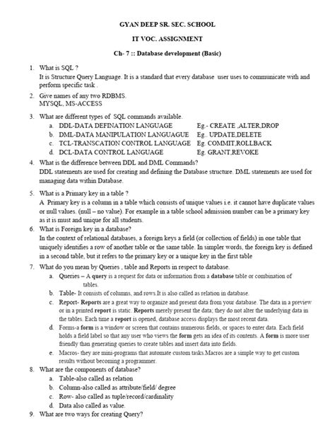 10 class notes dbms pdf relational database databases