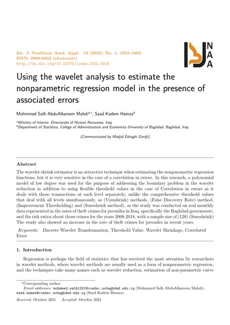 pdf using the wavelet analysis to estimate the nonparametric