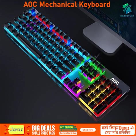 AOC Mechanical Keyboard Metal Panel Blue Black Brown Switch Wired Keyboard Gaming Full Key